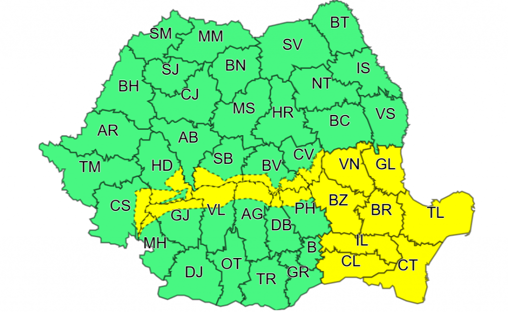Cod galben 6 ianuarie pentru intensificări ale vântului | Stiri meteo