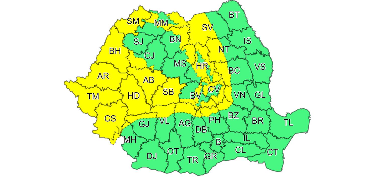 Cod galben 9 – 11 aprilie: intensificări ale vântului, manifestări de ...