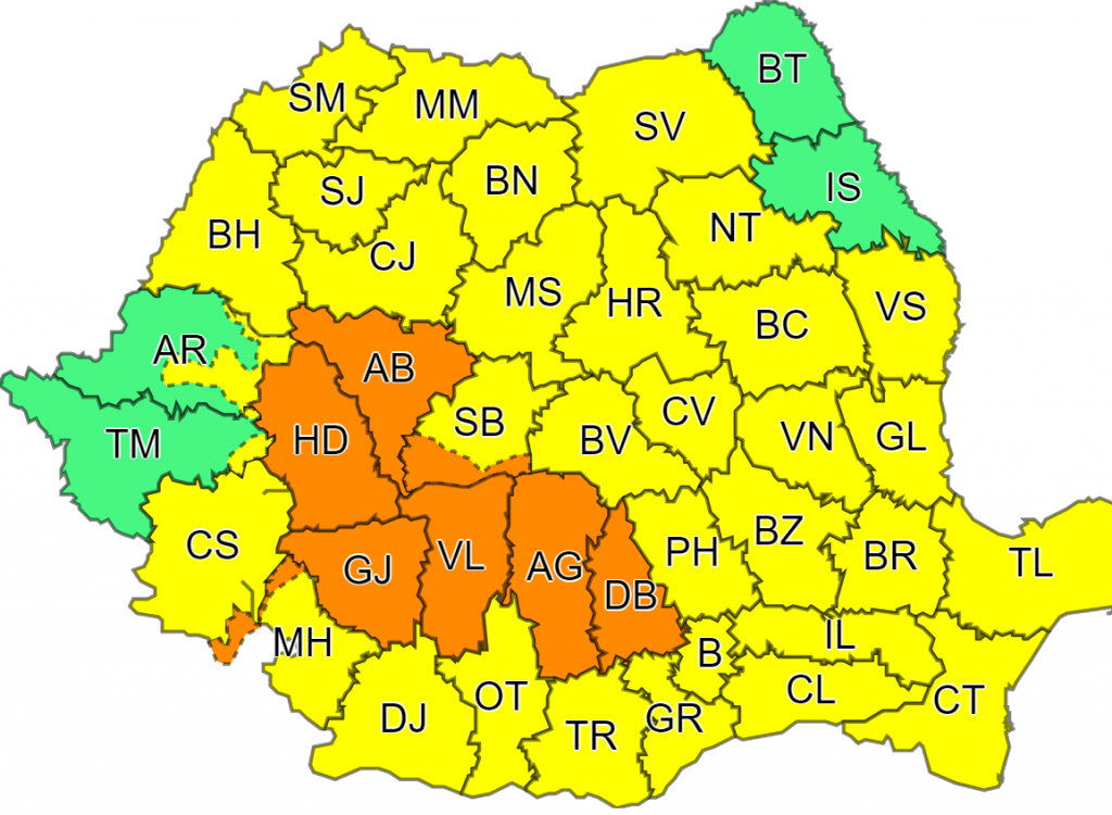 Actualizare cod portocaliu ANM: ploi abundente în 22 și 23 august ...