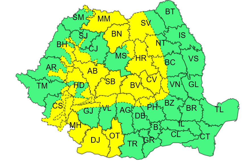 Cod galben 1 – 3 februarie: ninsori însemnate cantitativ și viscol în ...
