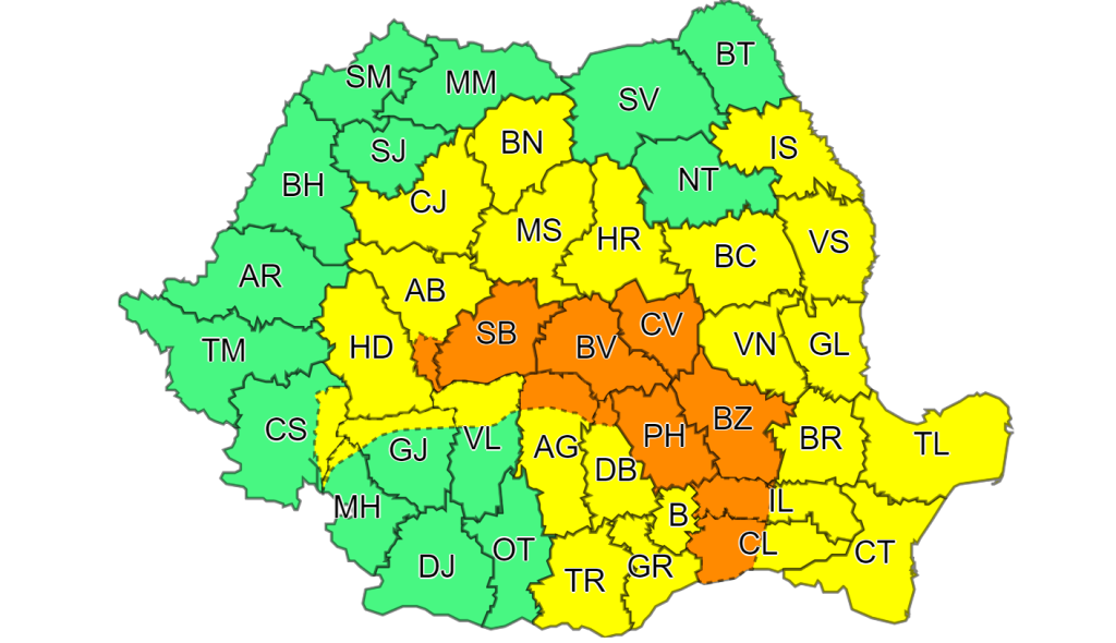 Cod portocaliu 7 – 8 iulie: instabilitate atmosferică accentuată ...