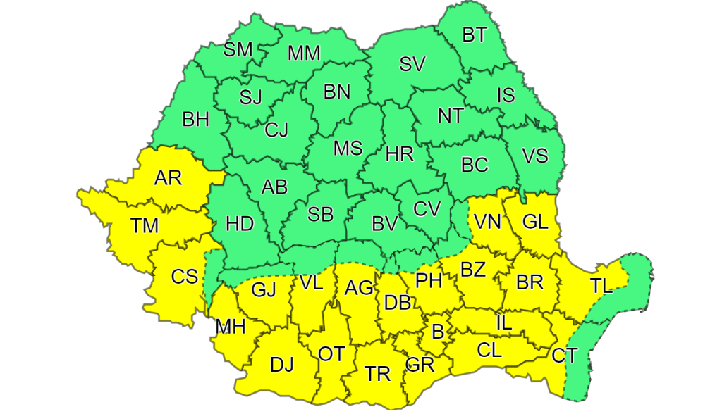 Cod galben între 25 si 27 august: val de căldură în extindere și ...