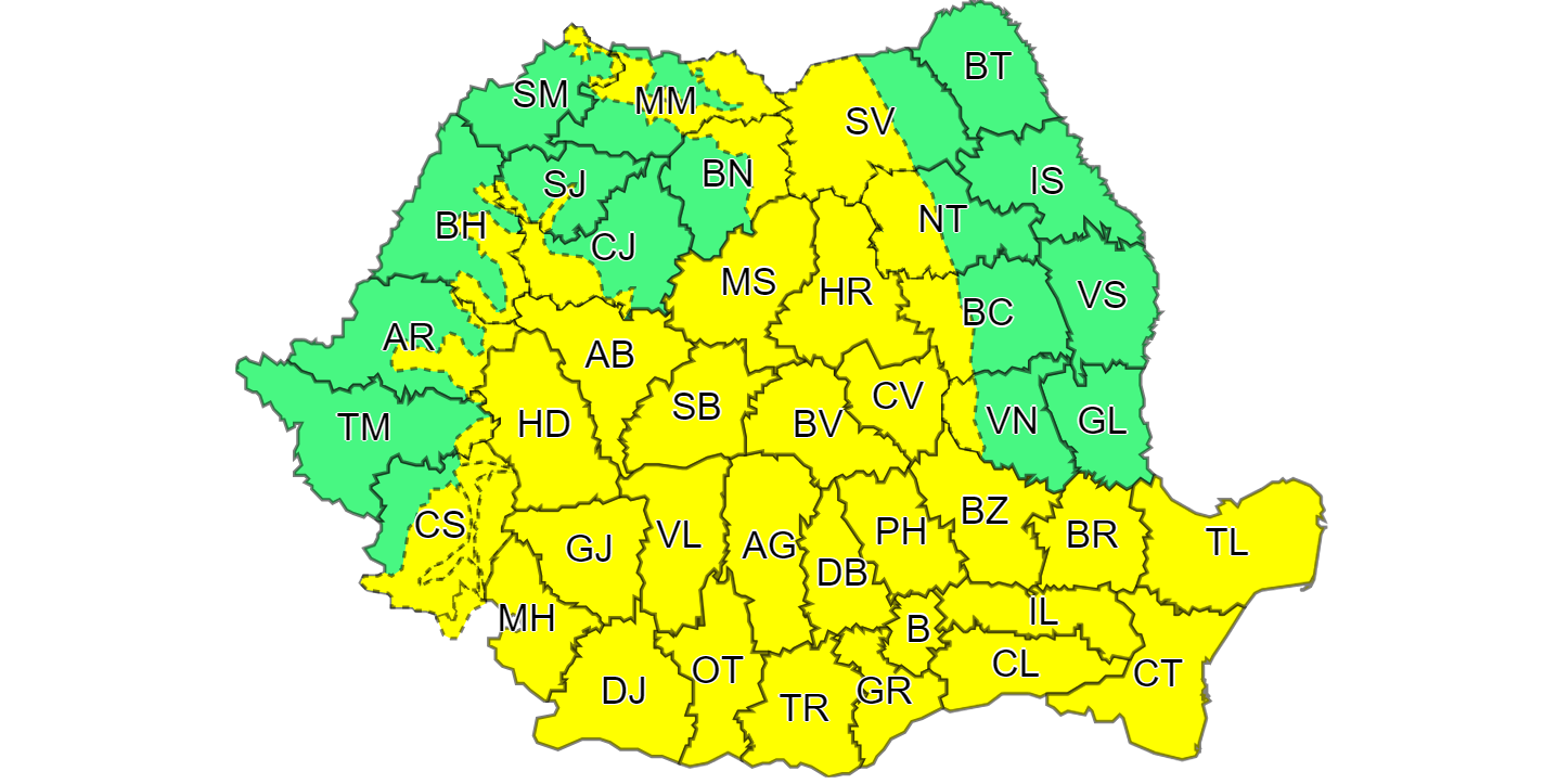 Cod galben 11 – 12 noiembrie: intensificări ale vântului, predominant ...