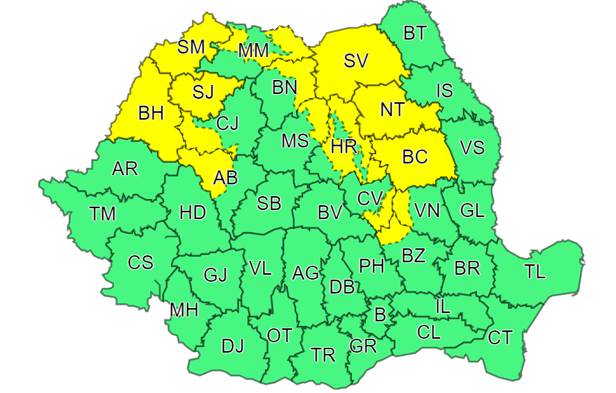 Cod galben și cod portocaliu 24 – 26 noiembrie: precipitații însemnate ...