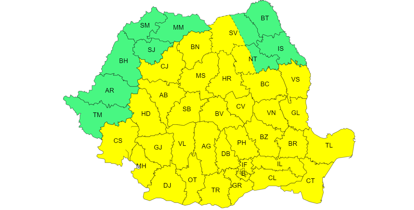 Cod galben 13 – 14 iunie: temperaturi ridicate; instabilitate ...