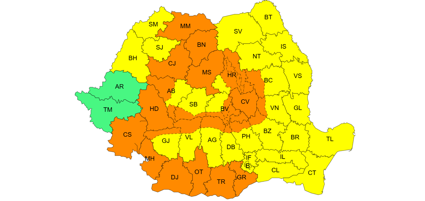 Cod portocaliu 22 august: instabilitate atmosferică accentuată, averse ...