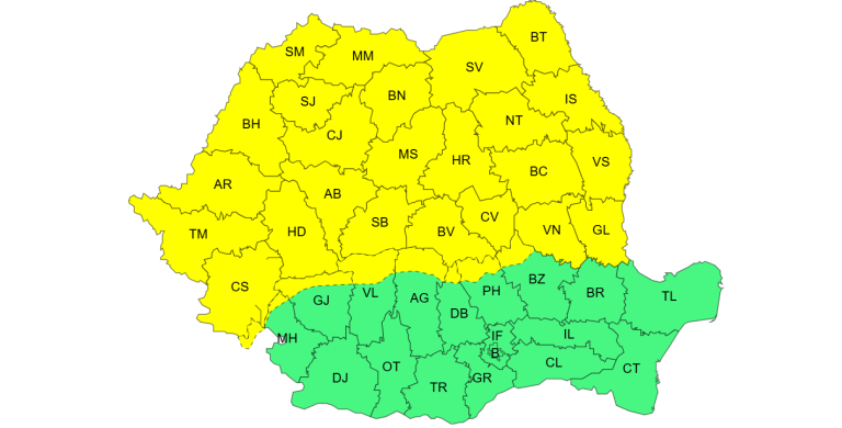 Cod galben 6 – 8 ianuarie: precipitații însemnate cantitativ, ninsori ...